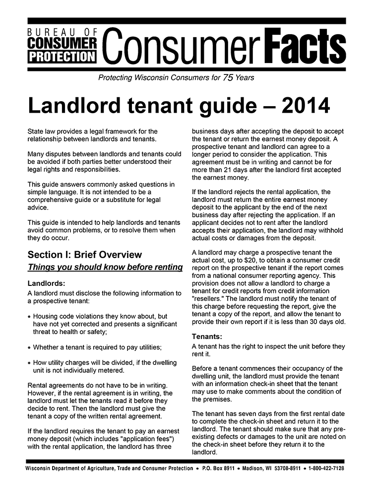 Wisconsin Landlord Tenant Law Summary Ez Landlord Forms