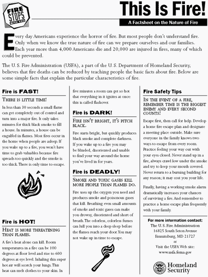 This is Fire! - A Factsheet on the Nature of Fire (from www.usfa.fema