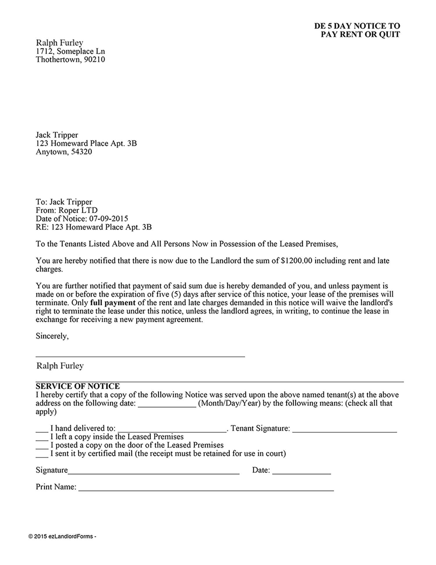 Landlord 60 Day Notice To Vacate Template