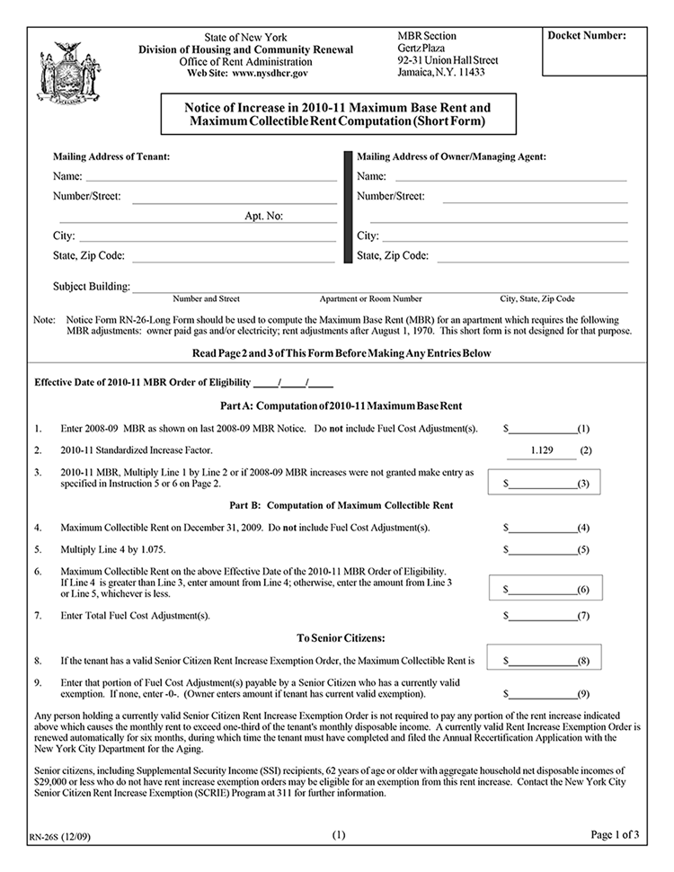 NYC Increase in Rent (for Rent Controlled Units) | EZ Landlord Forms NYC Increase in Rent (for Rent Controlled Units) | EZ Landlord Forms