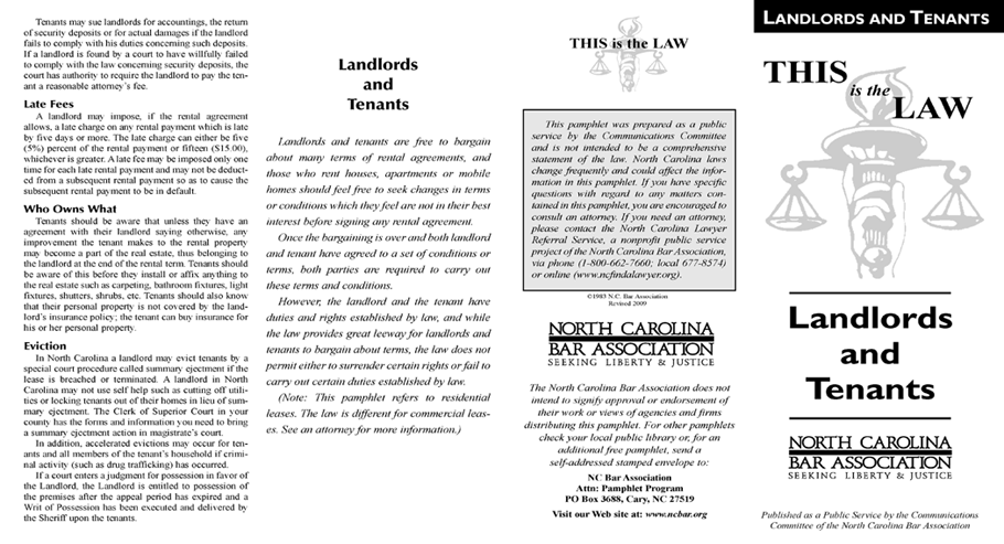 North Carolina Information Pamphlet for Landlords & Tenants
